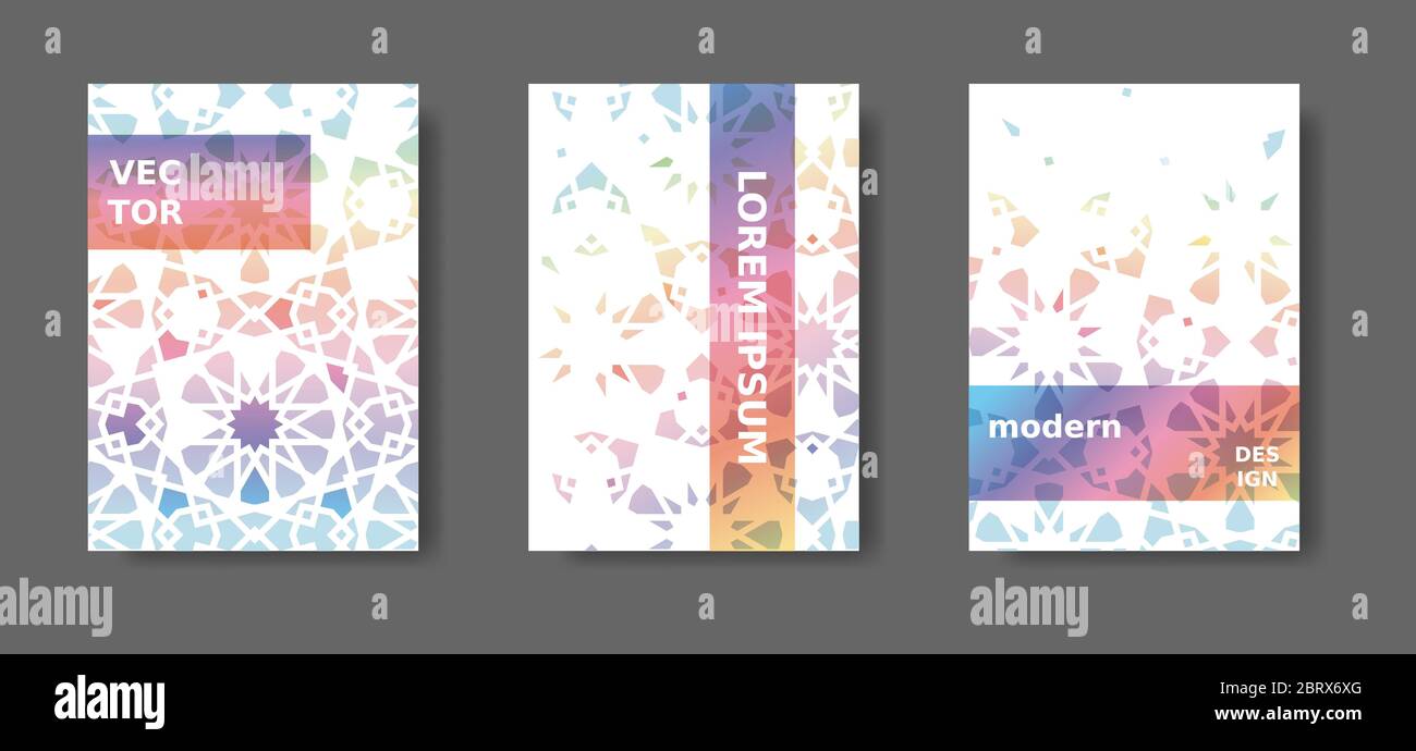 Rainbow geometric poster,catalog,cover, magazine, report modern set ...