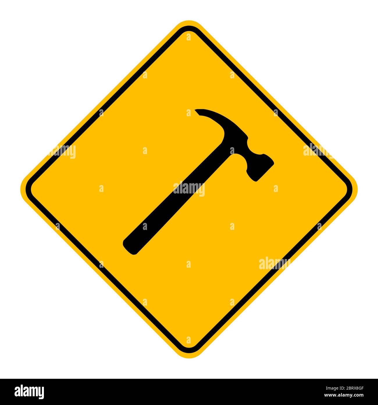 Hammer and road sign Stock Photo - Alamy