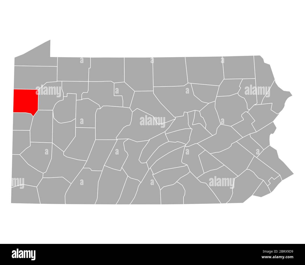 Map of Mercer in Pennsylvania Stock Photo - Alamy