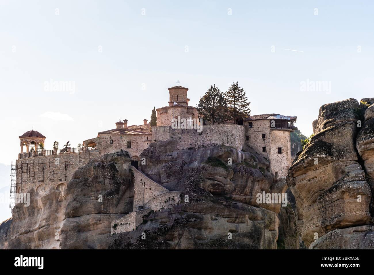 rock formations with orthodox monastery in meteora Stock Photo - Alamy