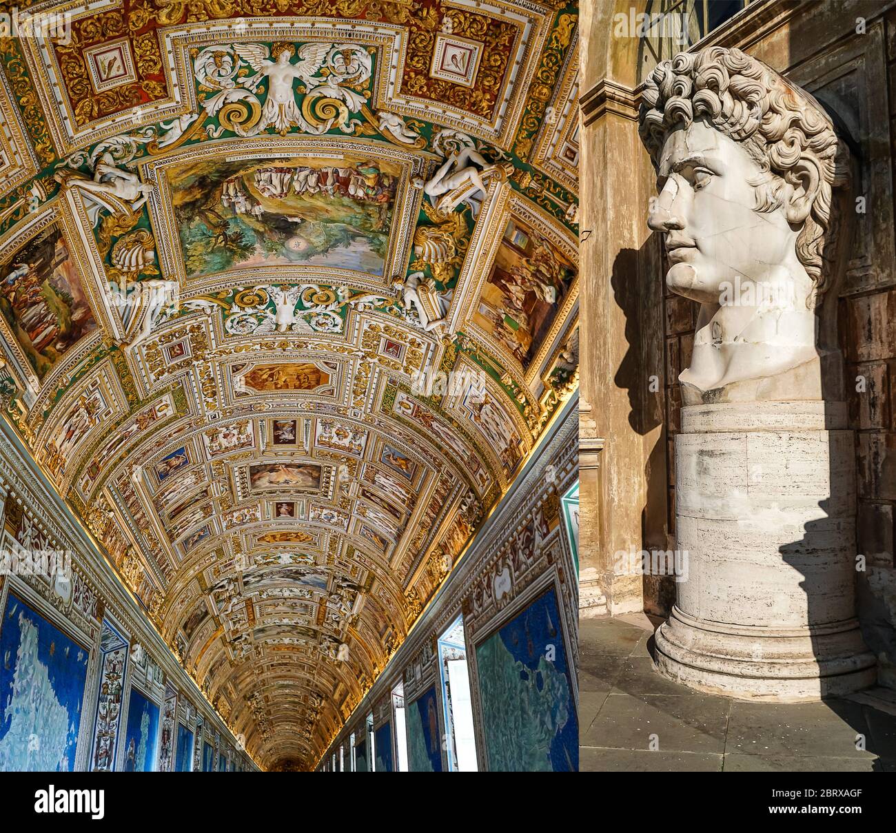 caesar augustus head statue near paintings on walls and ceiling in ...