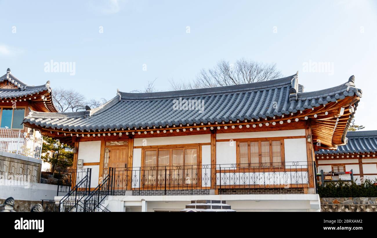 Traditional Korean style architecture at Hanok Village. Traditional ...
