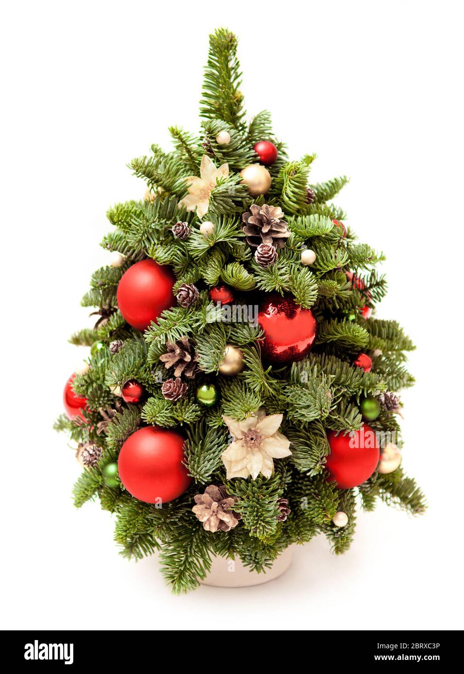 New Year tree made of fir decorated with flowers from cloth and balls ...