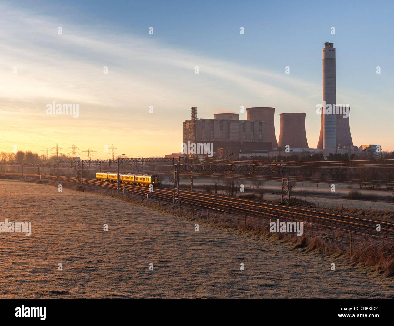 London Midland Siemens Desiro class 350 electric train passing the coal ...