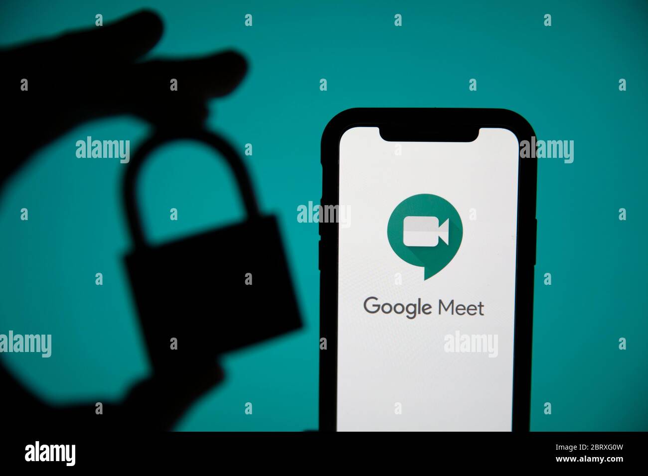 LONDON, UK - May 22 2020: Google Meet video meeting logo with a ...