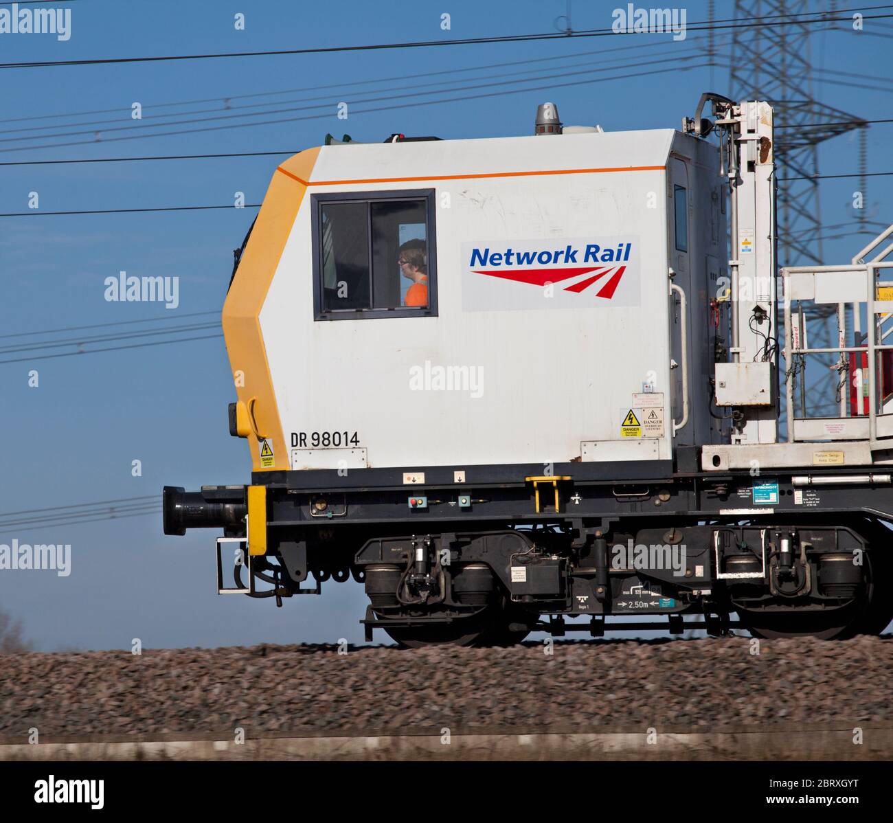 Colas freight train driver on a Network rail Multi purpose vehicle ...