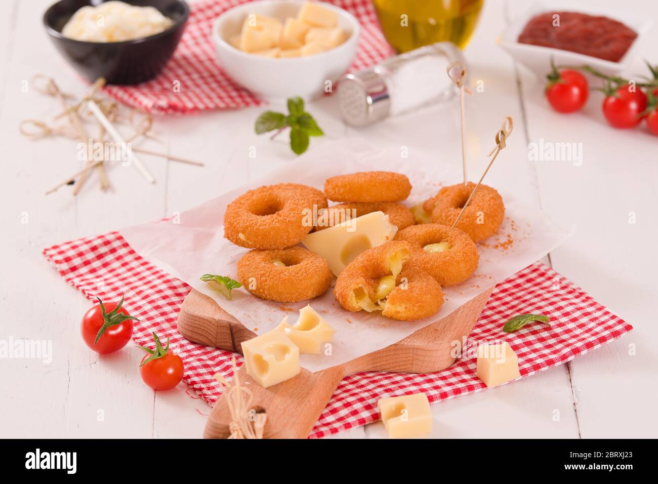 Fried cheese ring Stock Photo - Alamy