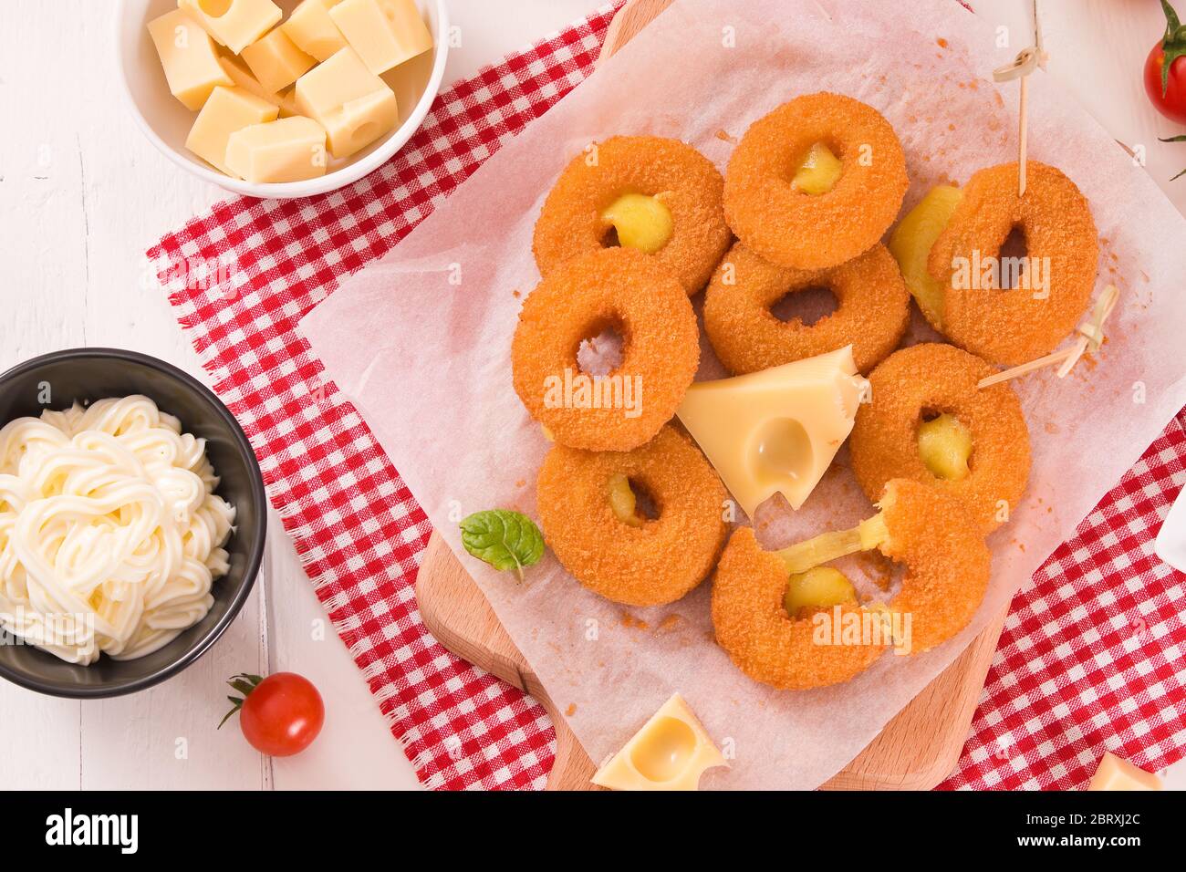Fried cheese ring Stock Photo - Alamy