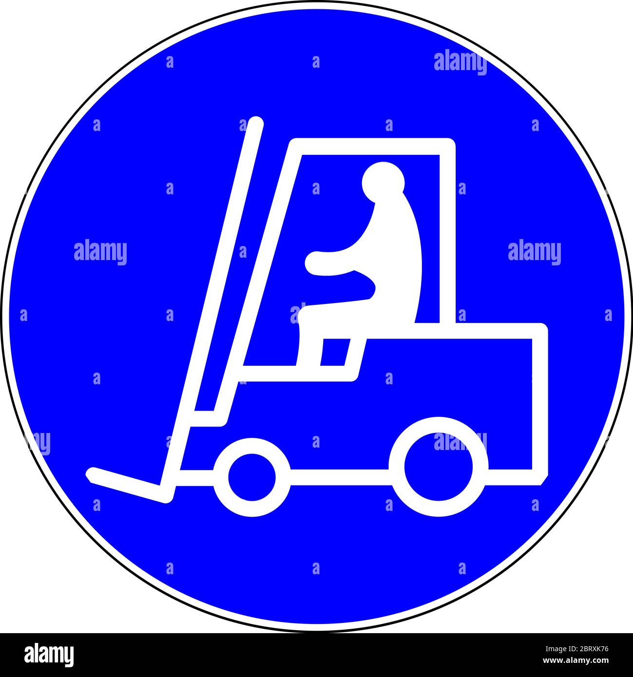 Forklift blue sign on white background Stock Photo - Alamy