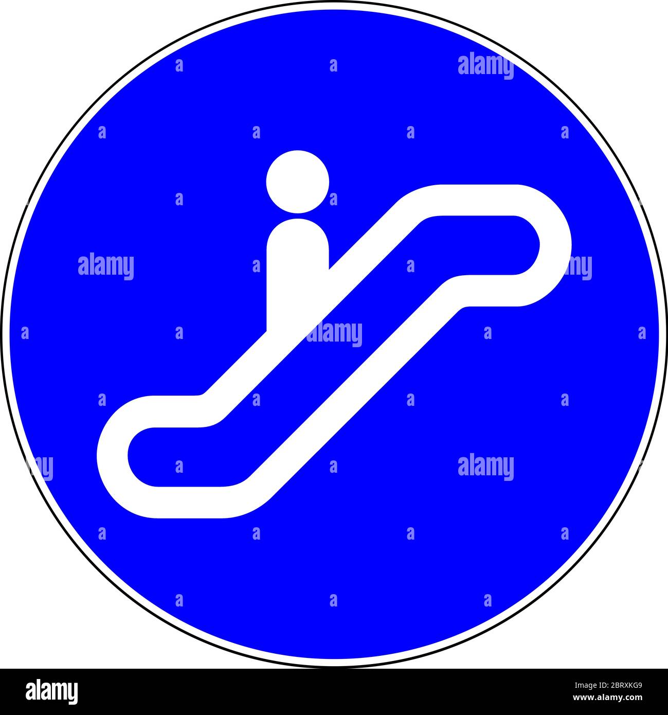 Escalator available blue sign Stock Photo - Alamy
