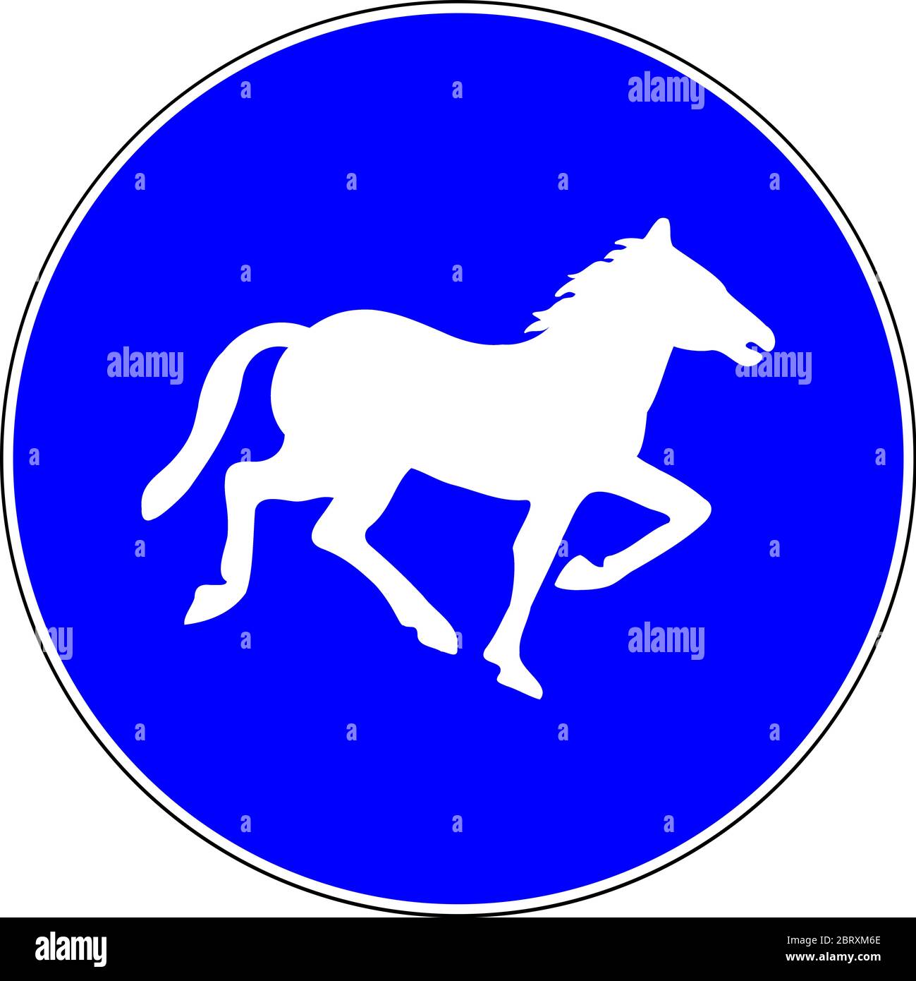 Horse riding blue road sign Stock Photo - Alamy