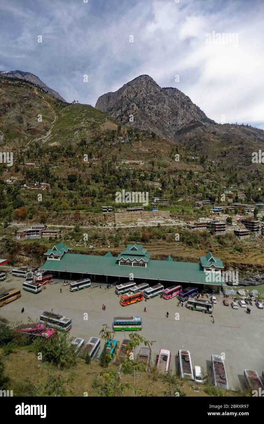Aerial view of Bus stand in mountain Stock Photo - Alamy