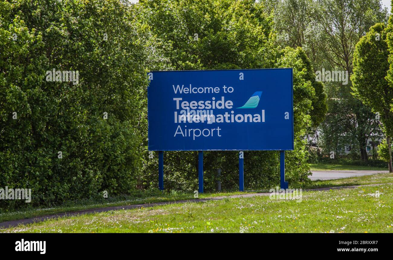 Welcome Sign for Teesside International Airport,Darlington,England,UK Stock Photo - Alamy