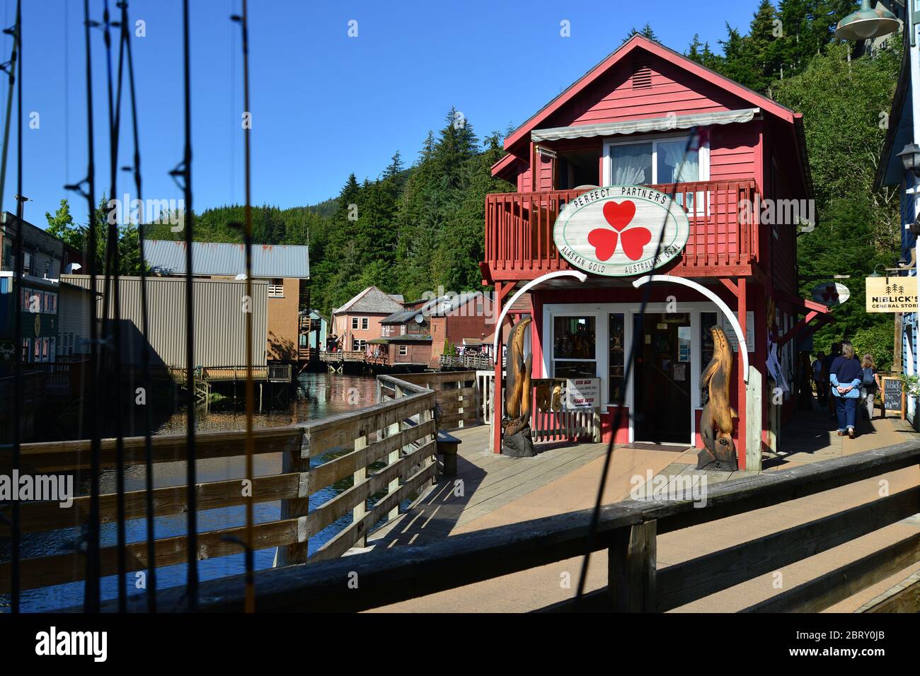Historic boardwalk, Creek Street, Ketchikan, Alaska, USA, 49th State ...