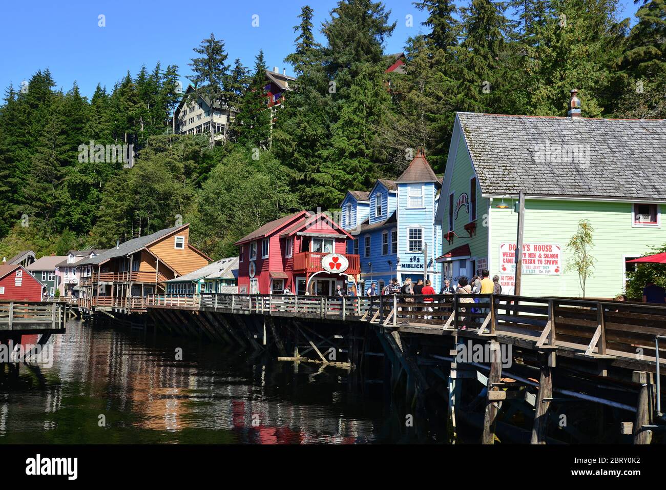 Historic boardwalk, Creek Street, Ketchikan, Alaska, USA. 49th State ...