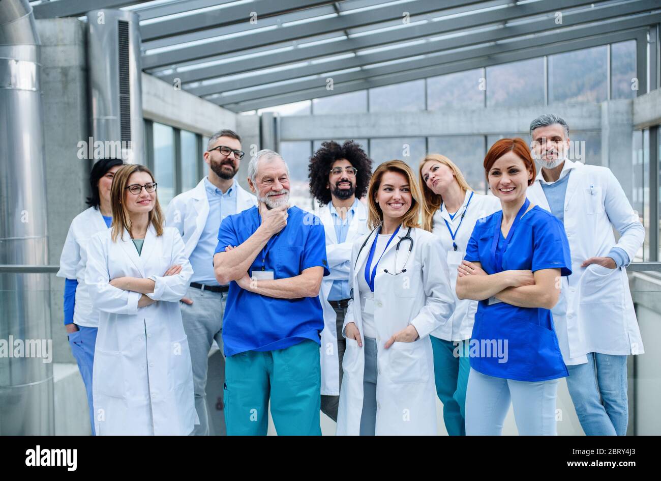 Group of doctors standing on conference, portrait of medical team Stock ...
