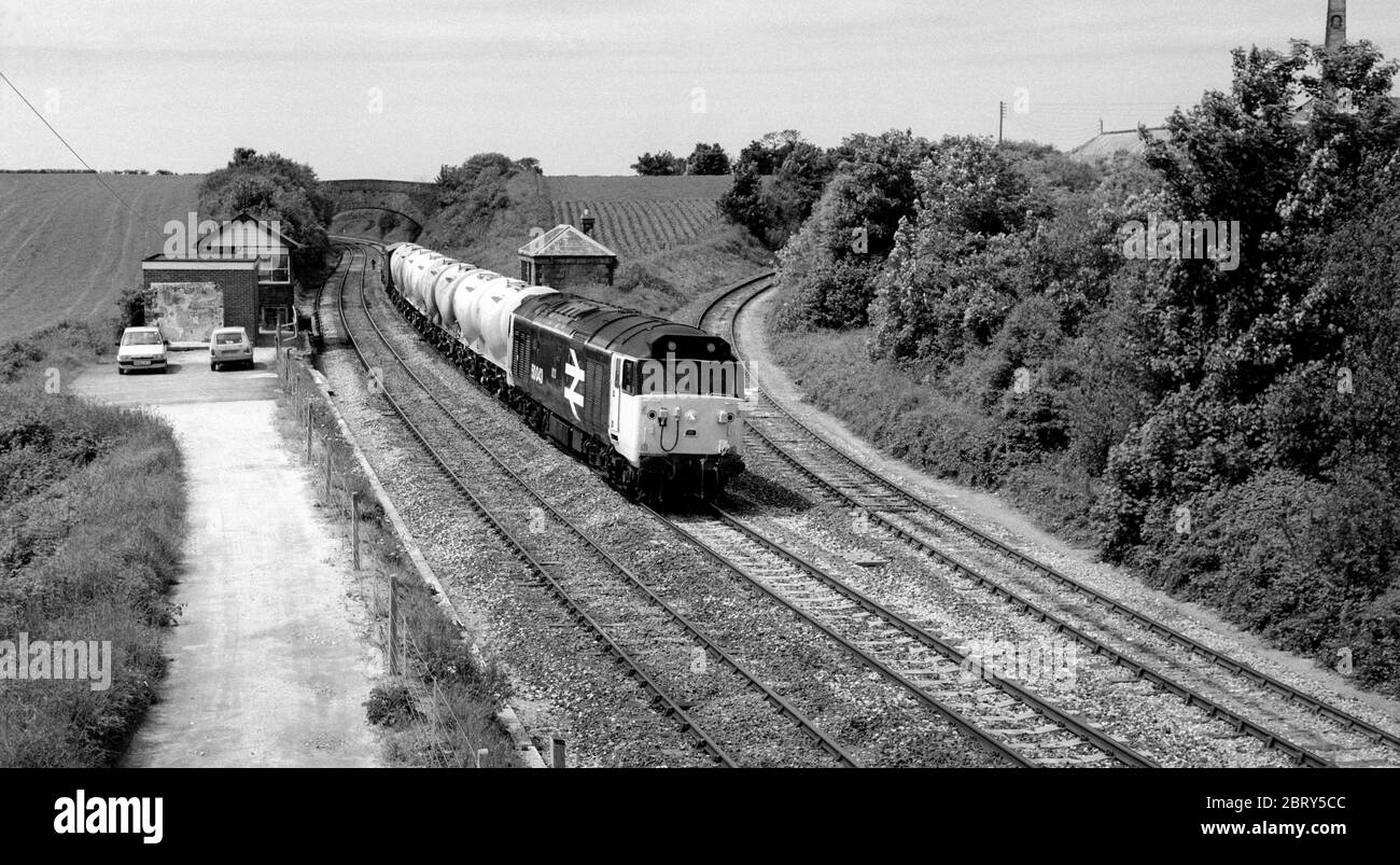 Class 50 diesel locomotive No. 50043 "Eagle" with a cement train at ...