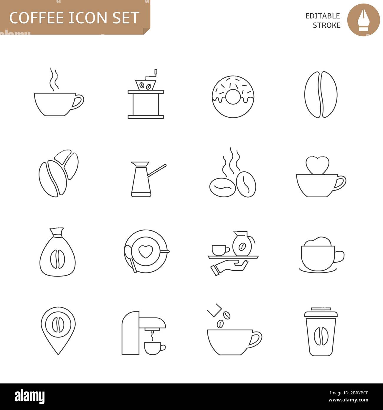 Coffee thin line icon set Stock Vector Image & Art - Alamy
