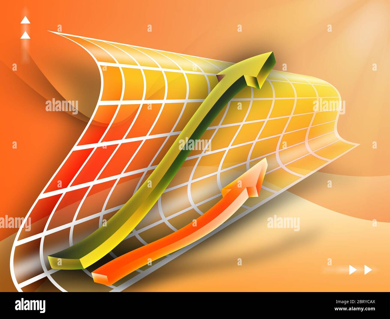 Results improvement: two arrows pointing up. Digital illustration Stock ...