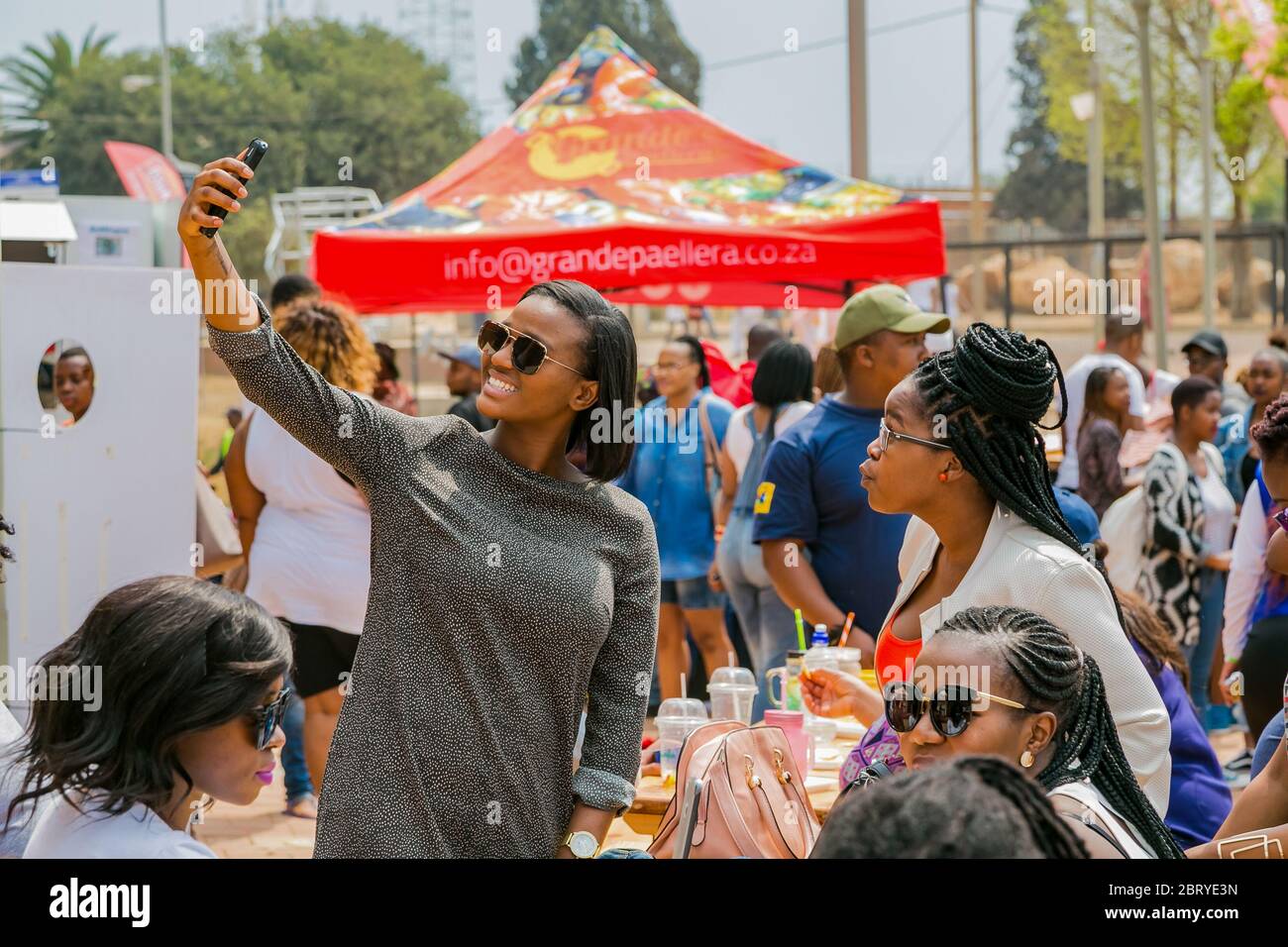 Soweto, South Africa - September 17, 2017: African girls taking a ...