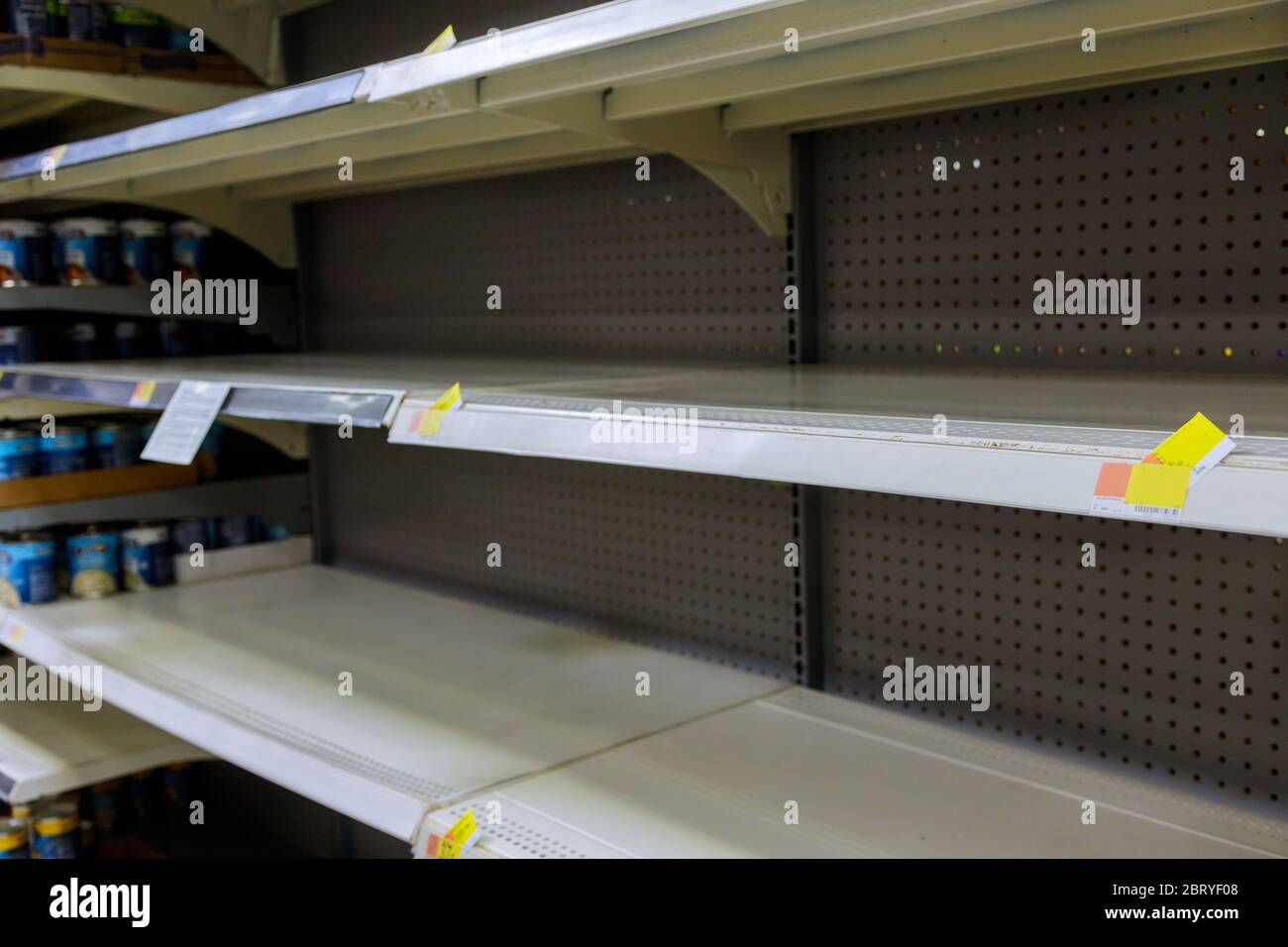 Grocery store with empty shelves for goods during the Coronavirus COVID ...