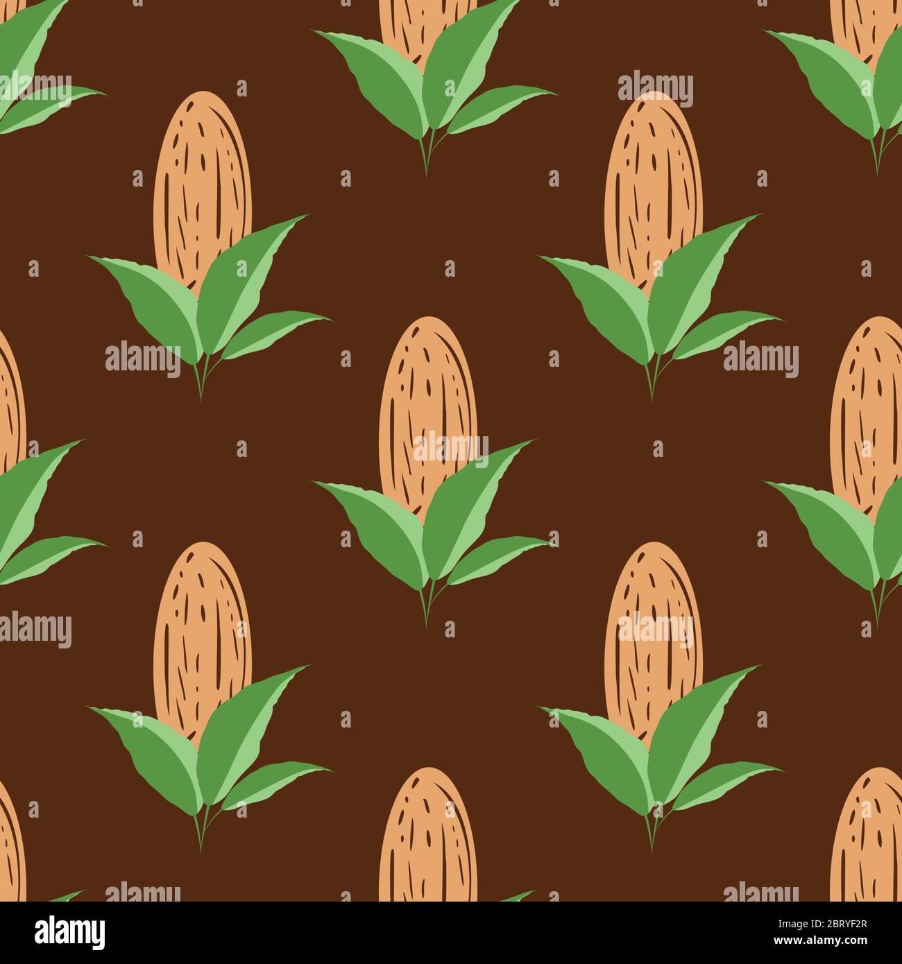 Almond vector seamless pattern background. Groups of light brown oval ...