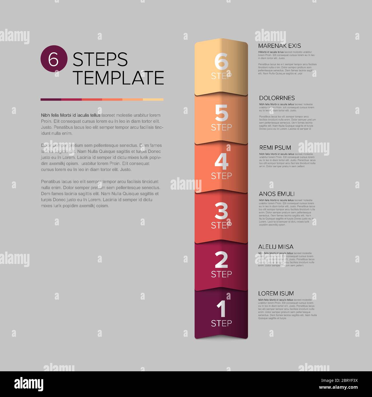 Vector progress steps as arrows template with descriptions - red ...