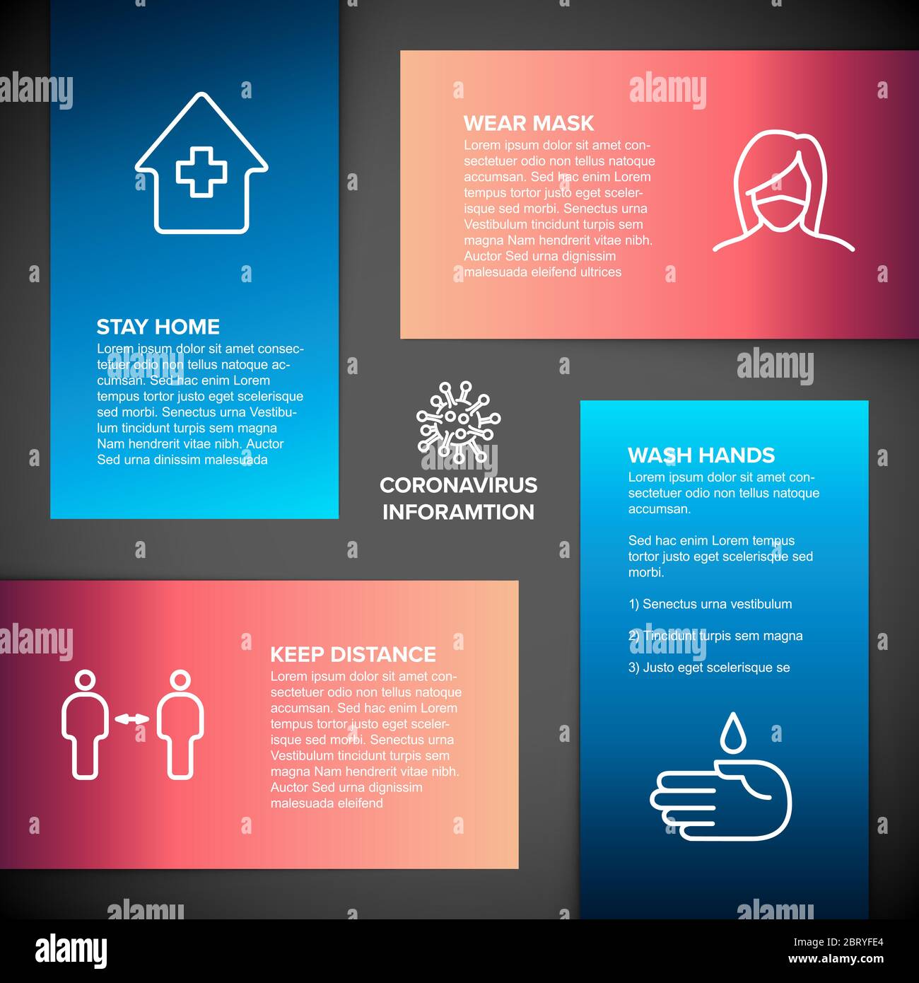 Infection prevention infographic template - mask, people distance ...