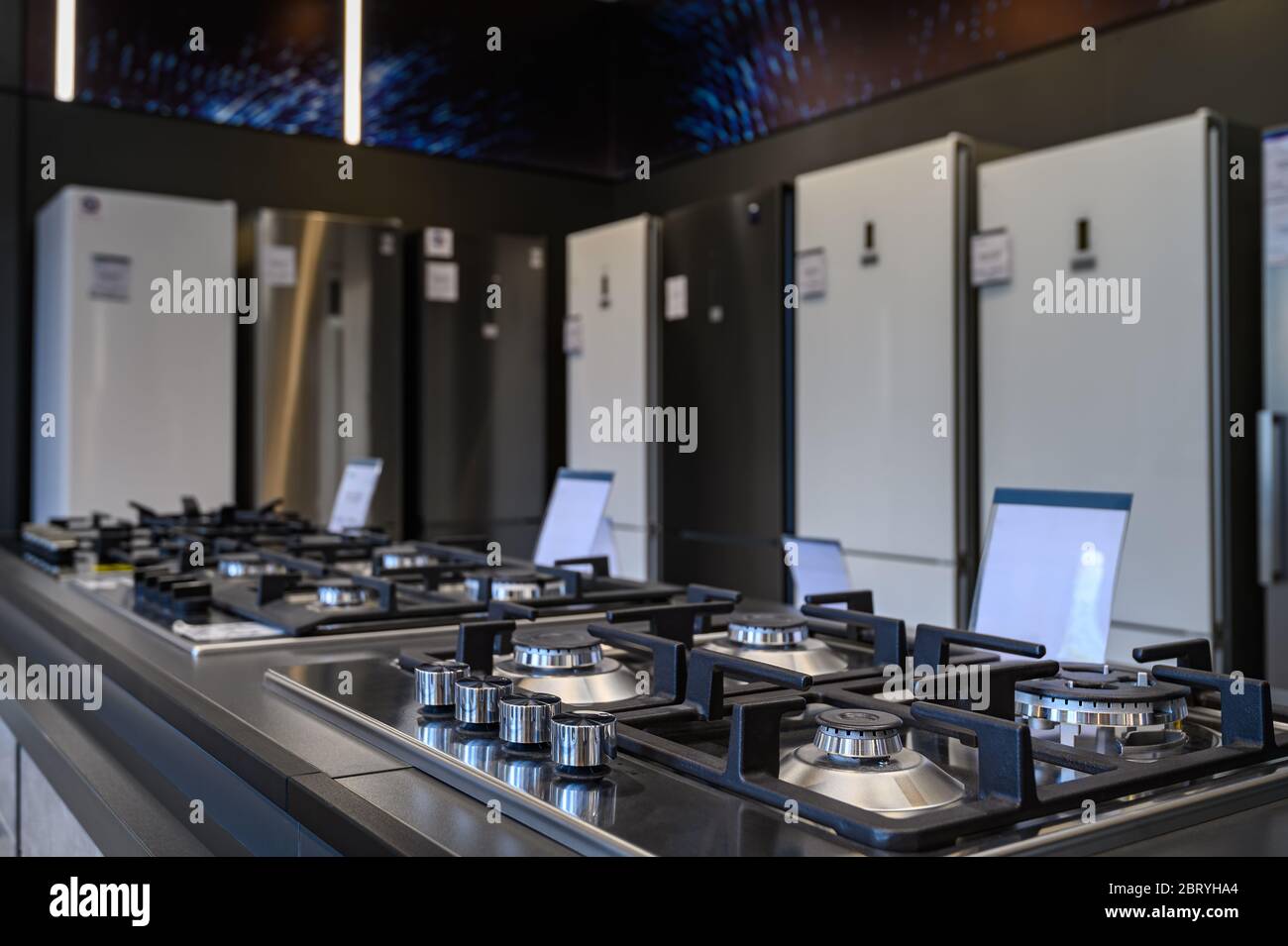 Brand new gas stoves and refrigerators home appliance retail store ...
