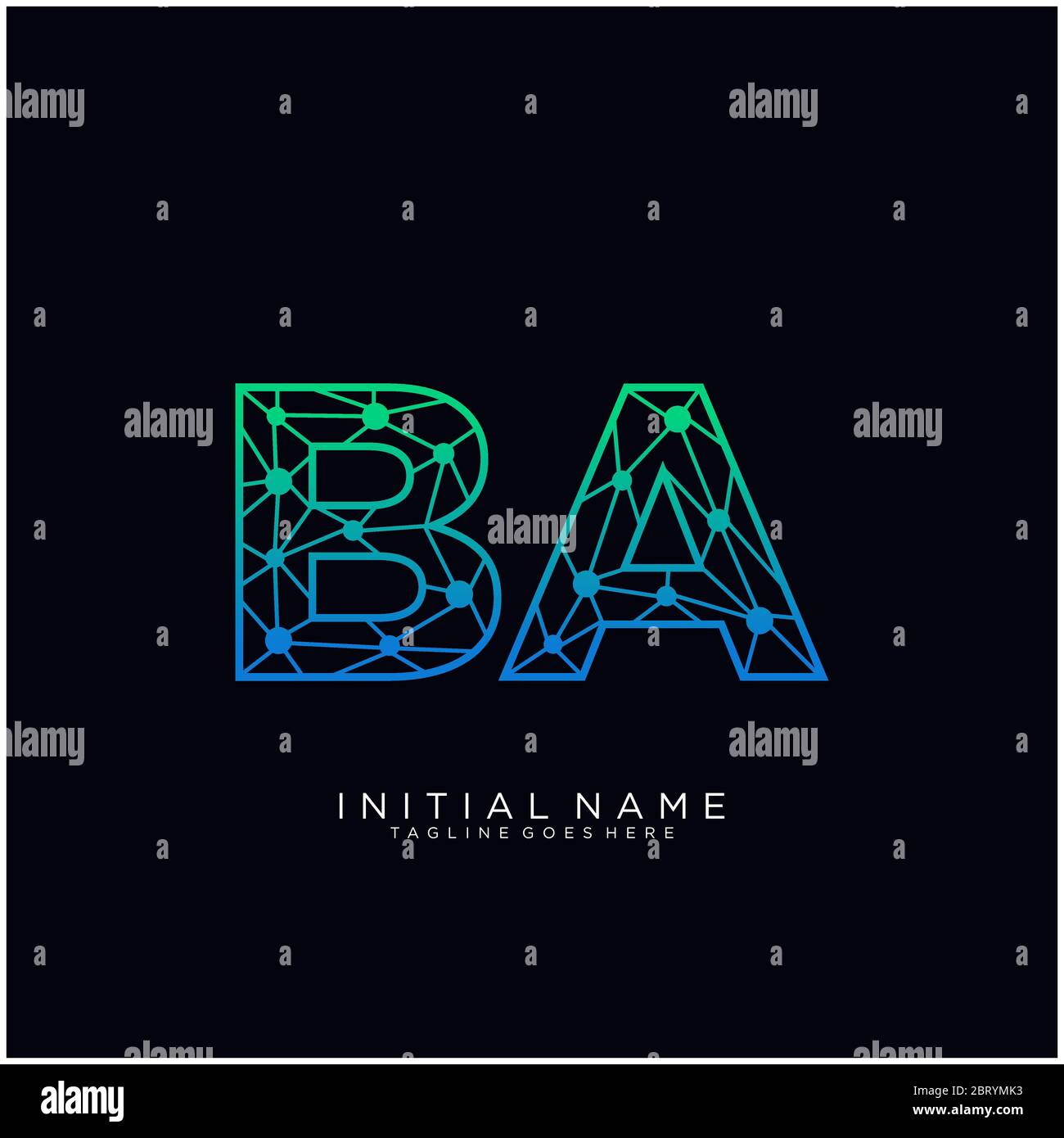 Initial Letter BA abstract line art logo template Stock Vector Image ...