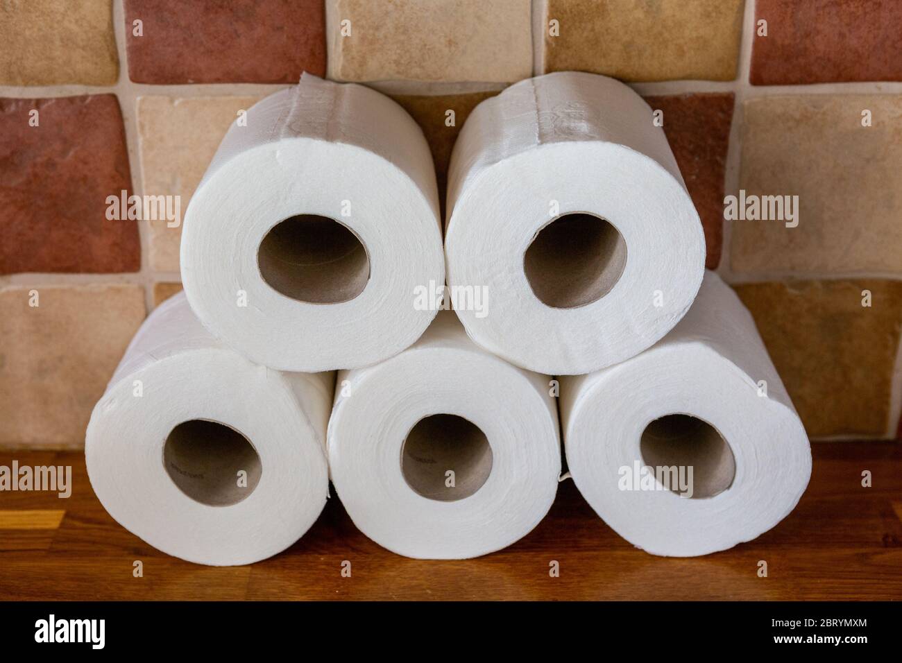 Toilet rolls, a stack of toilet paper Stock Photo - Alamy