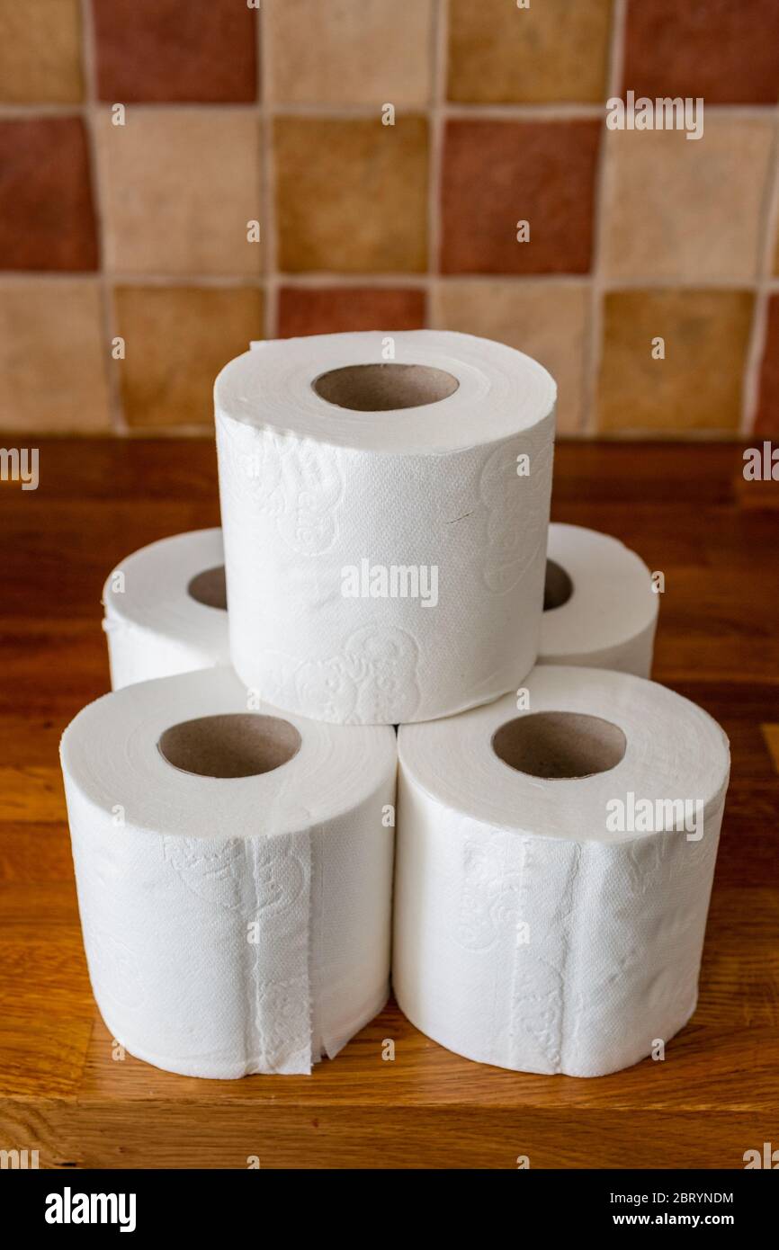 Toilet rolls, a stack of toilet paper Stock Photo - Alamy