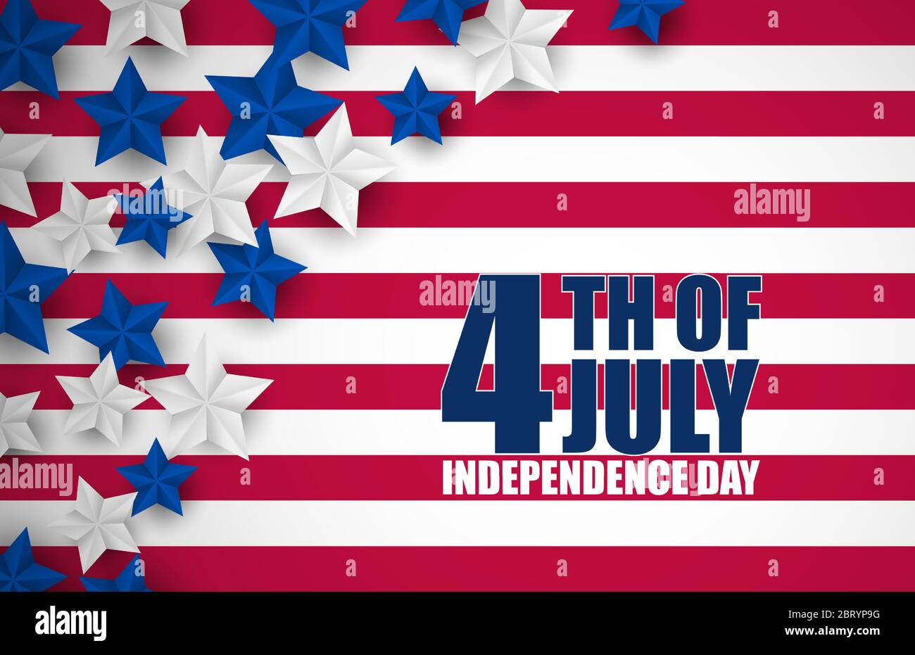 4th of July banner or poster in United States of America flag colors ...