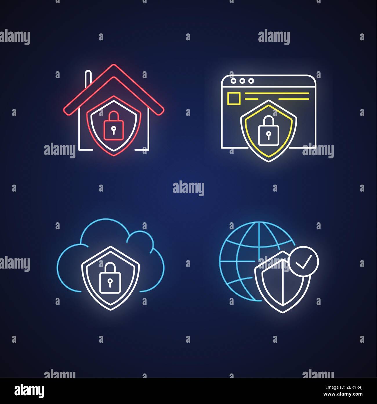 Internet security system neon light icons set Stock Vector Image & Art ...