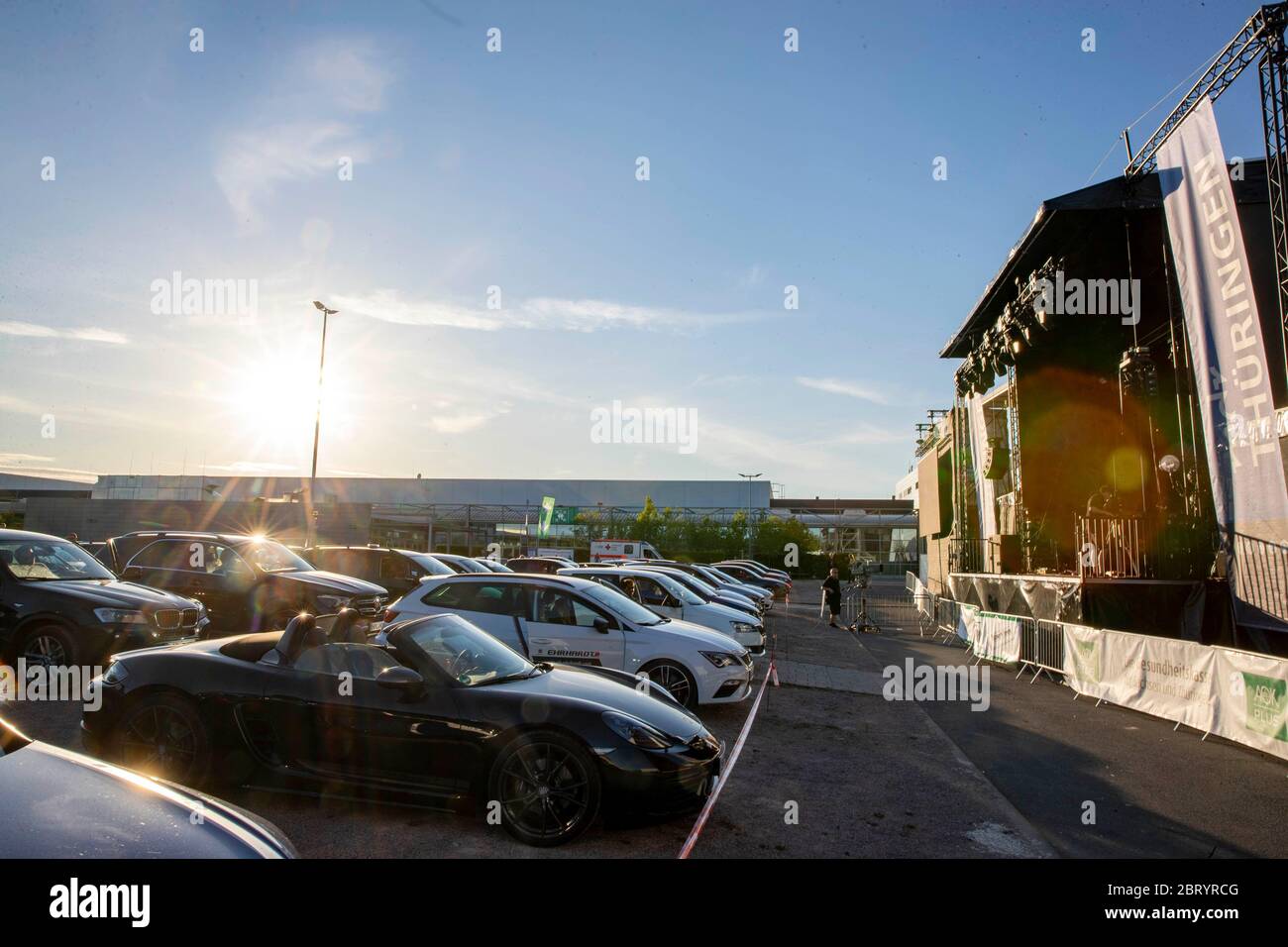 Gunslinger fans at a car concert at the fair. Erfurt, May 21, 2020 ...
