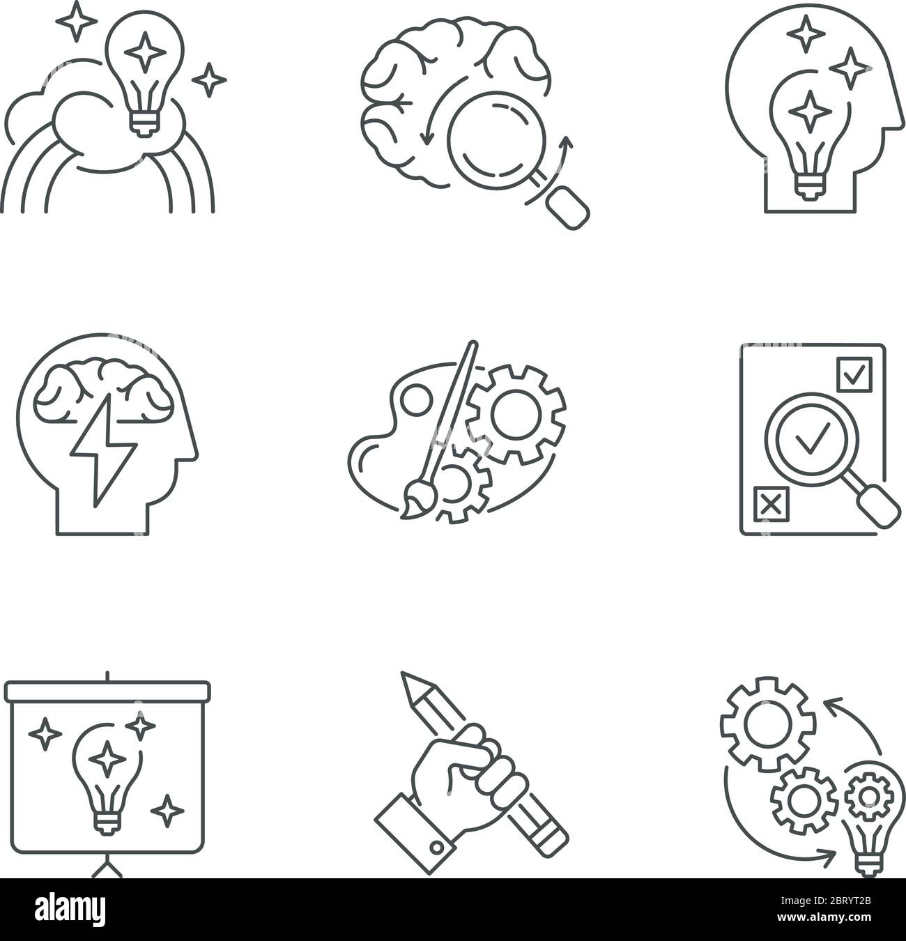 Creative line icons process Black and White Stock Photos & Images - Alamy