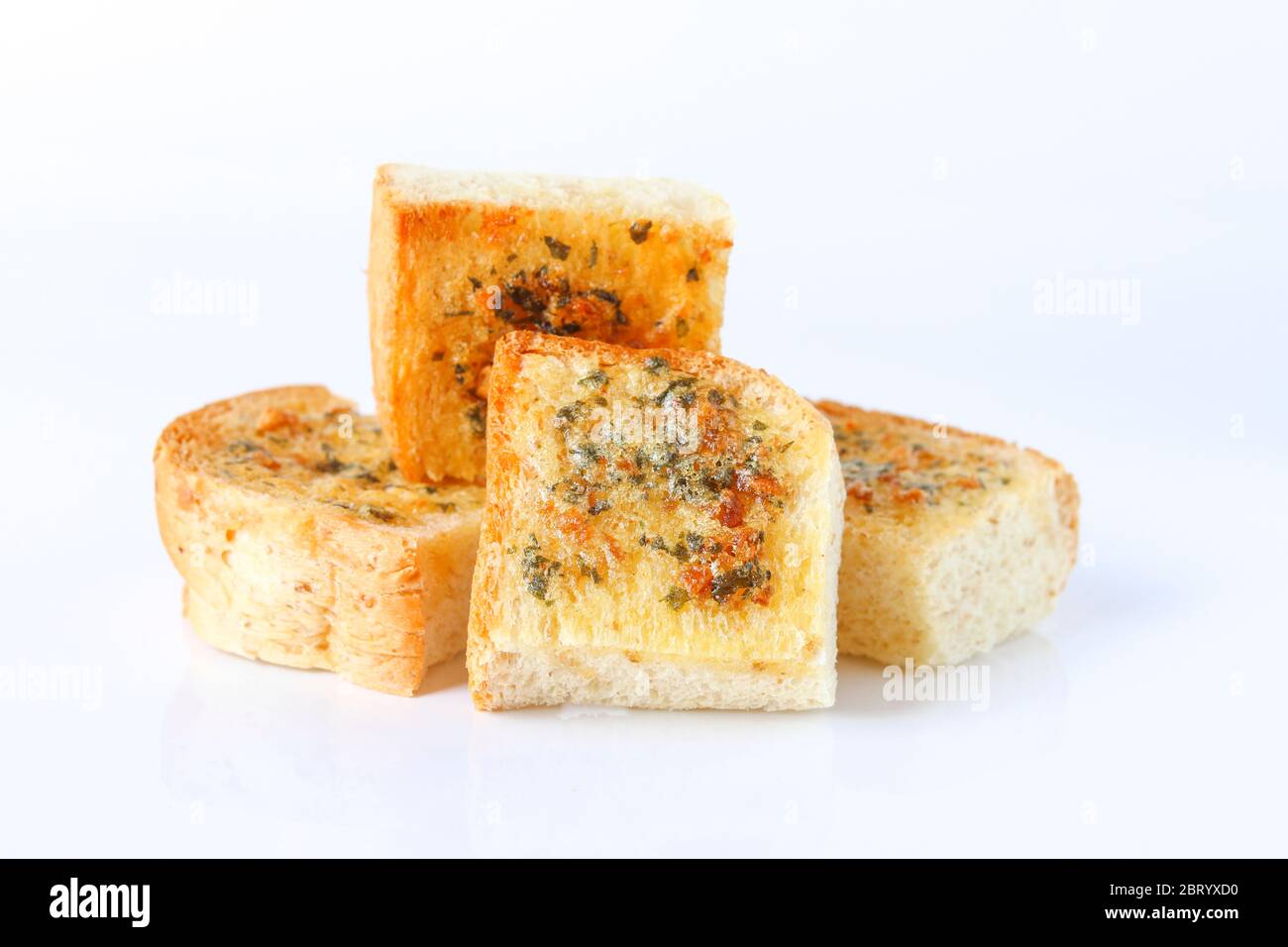 Garlic bread on white background Stock Photo - Alamy