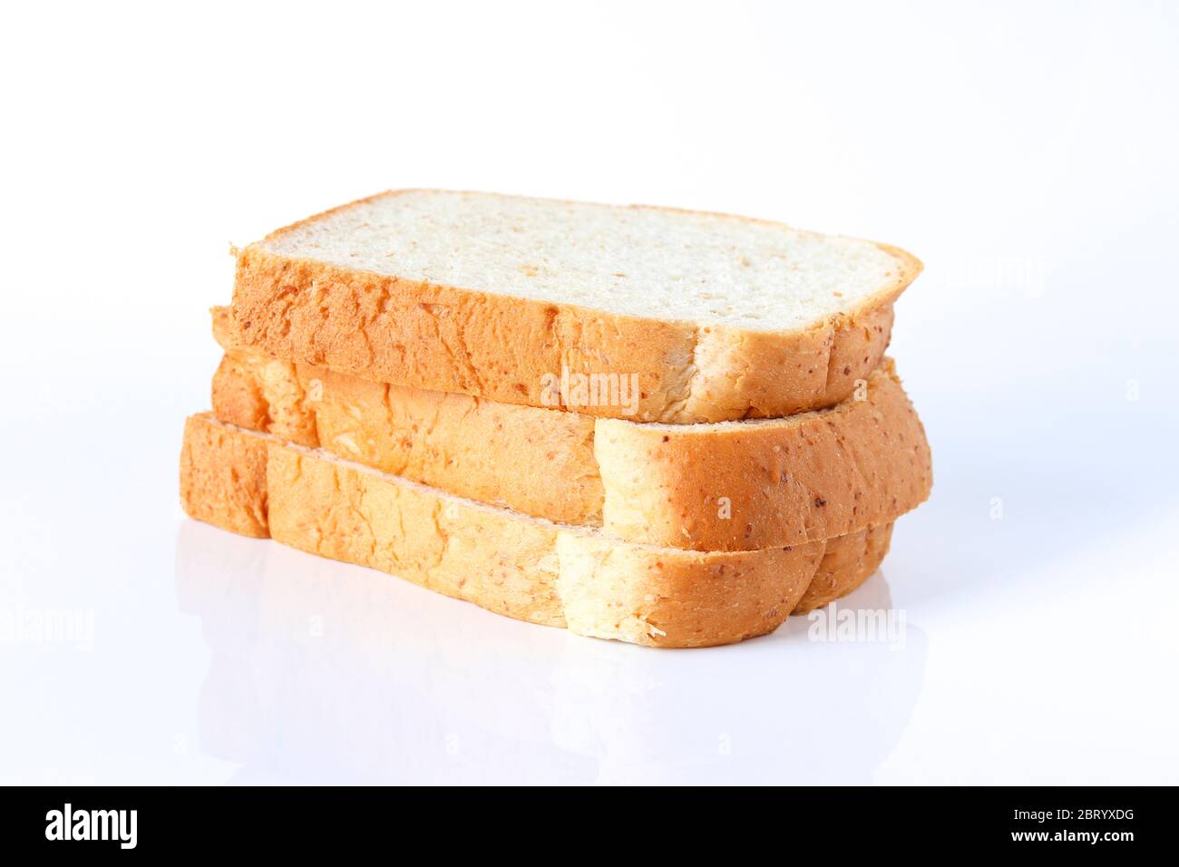 Three slices of bread on white background Stock Photo - Alamy
