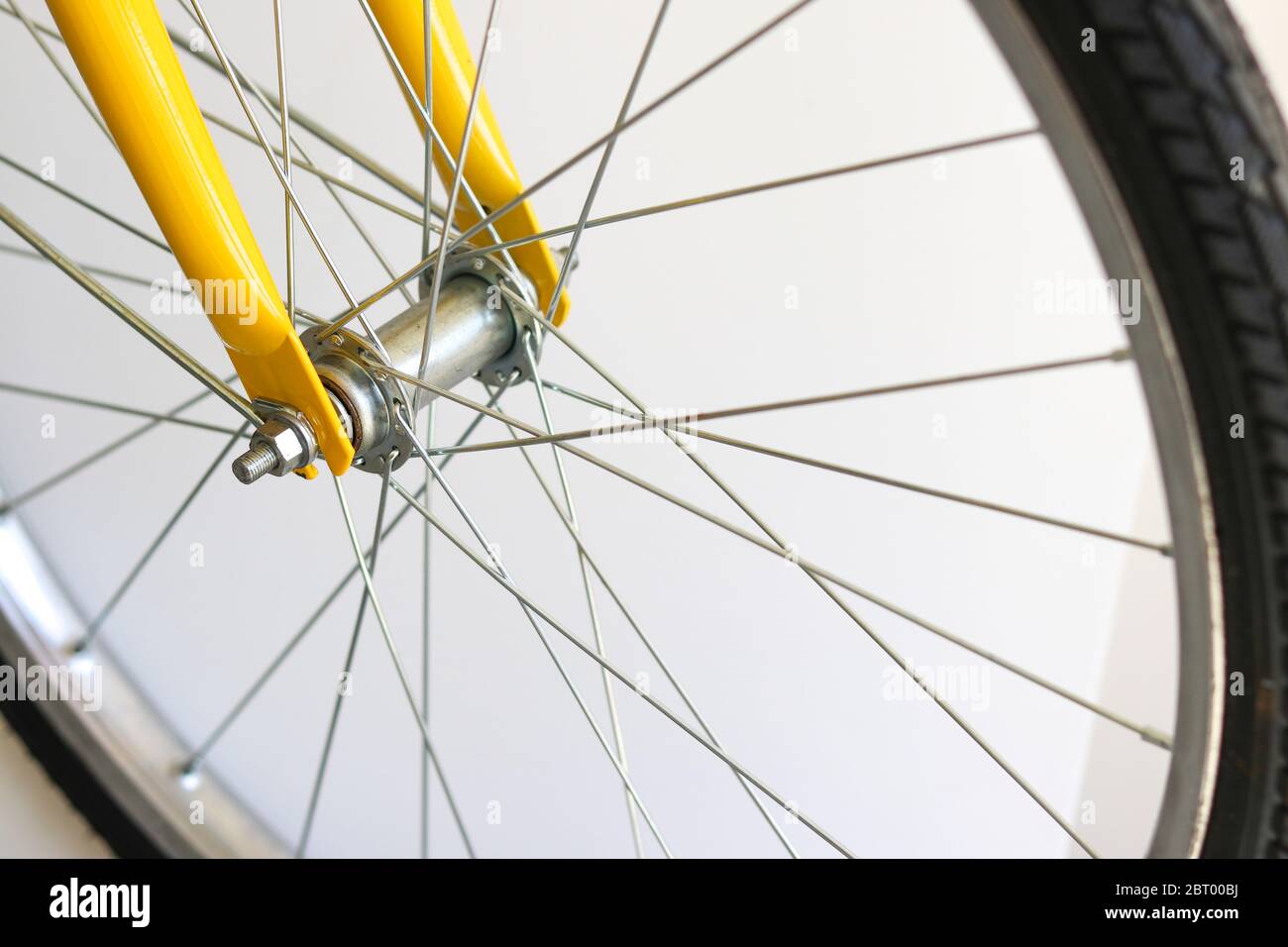 Bicycle spokes and hubs on white background Stock Photo - Alamy