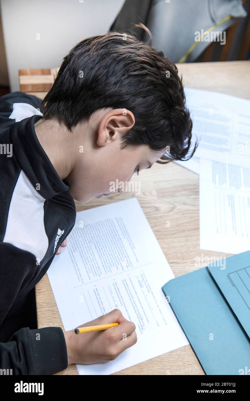 Adolescent do homework at home hi-res stock photography and images - Alamy