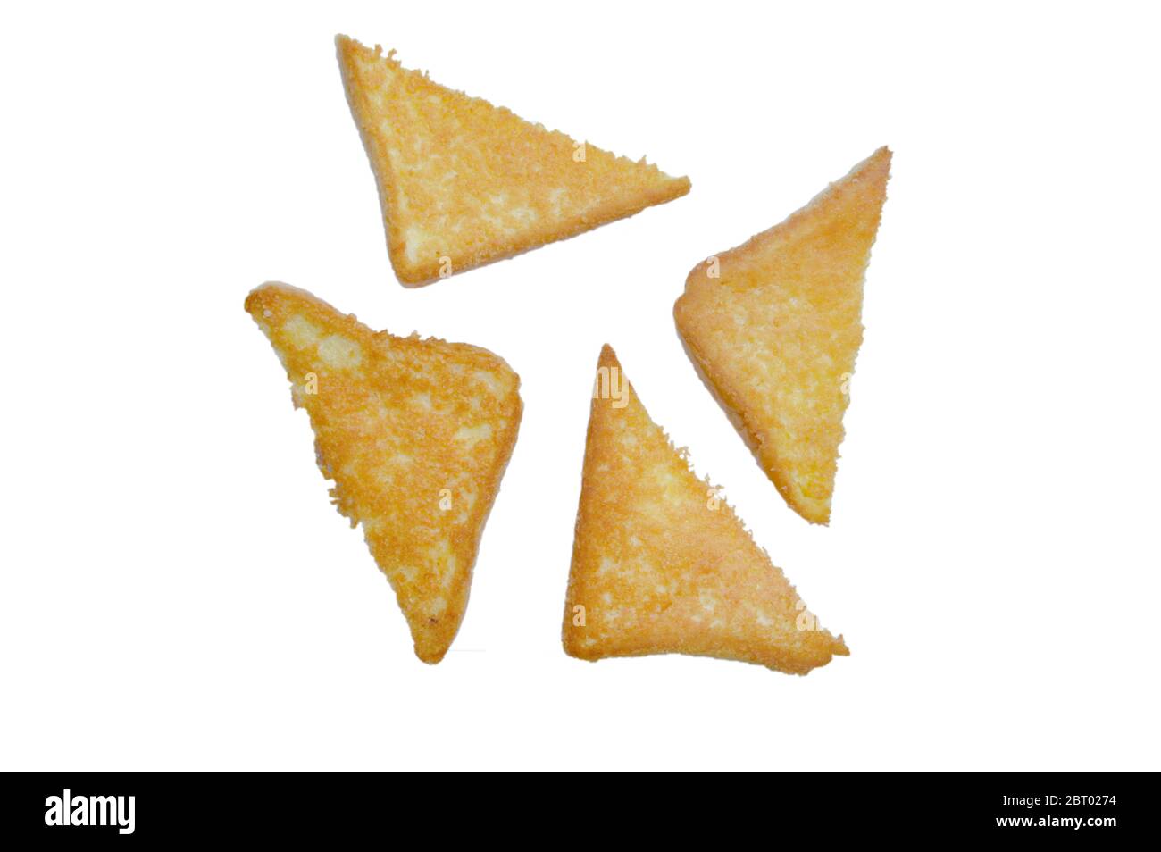 baked cheese bread slice on white background Stock Photo - Alamy