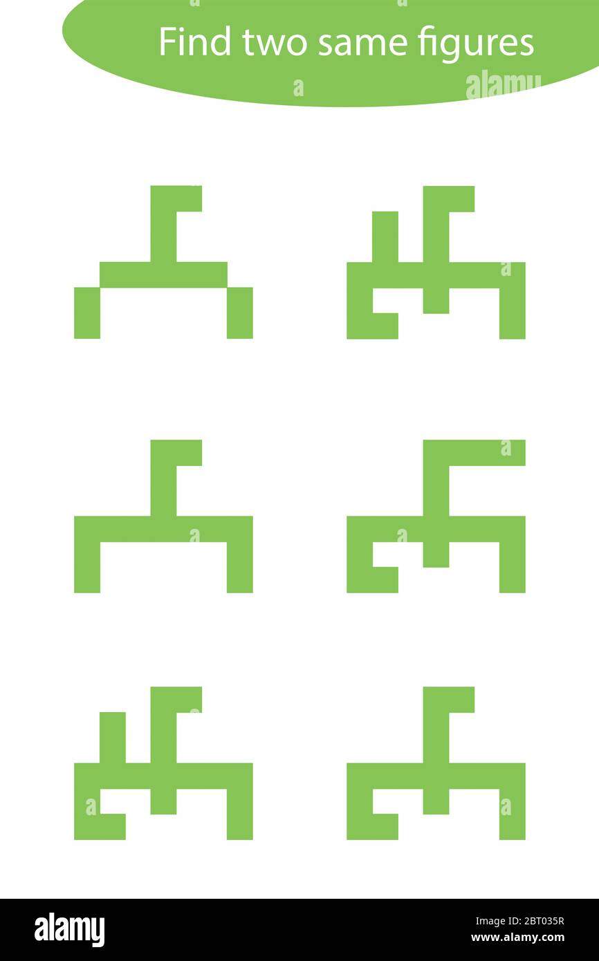 Find two identical figures, fun education game for children, preschool ...