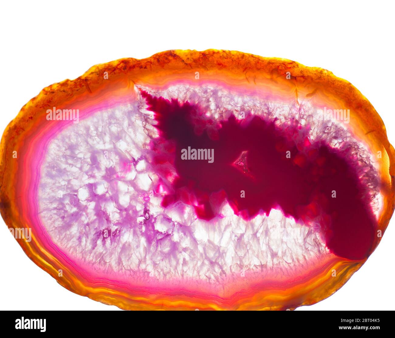 Crystalline agate rock slice backlit Stock Photo - Alamy
