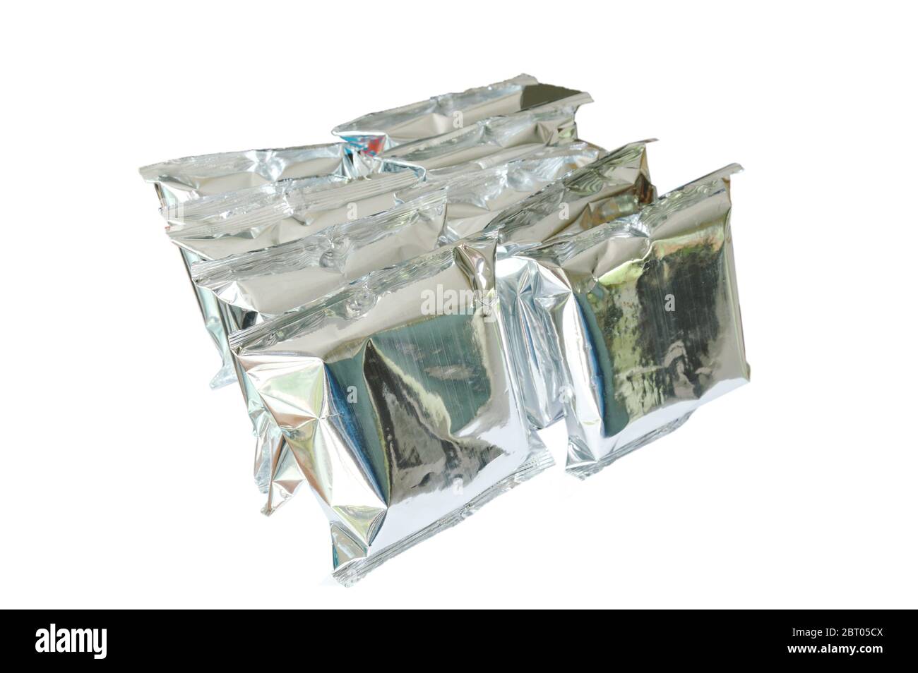 snack package in aluminum foil on white background Stock Photo - Alamy