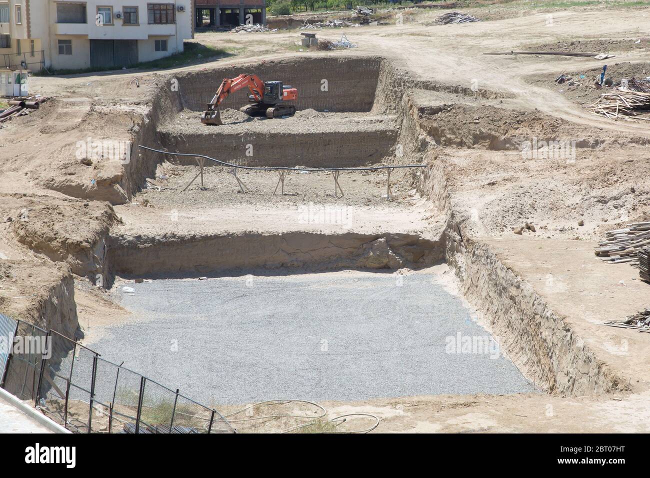 Construction site in the city. Foundation pit for the construction of ...