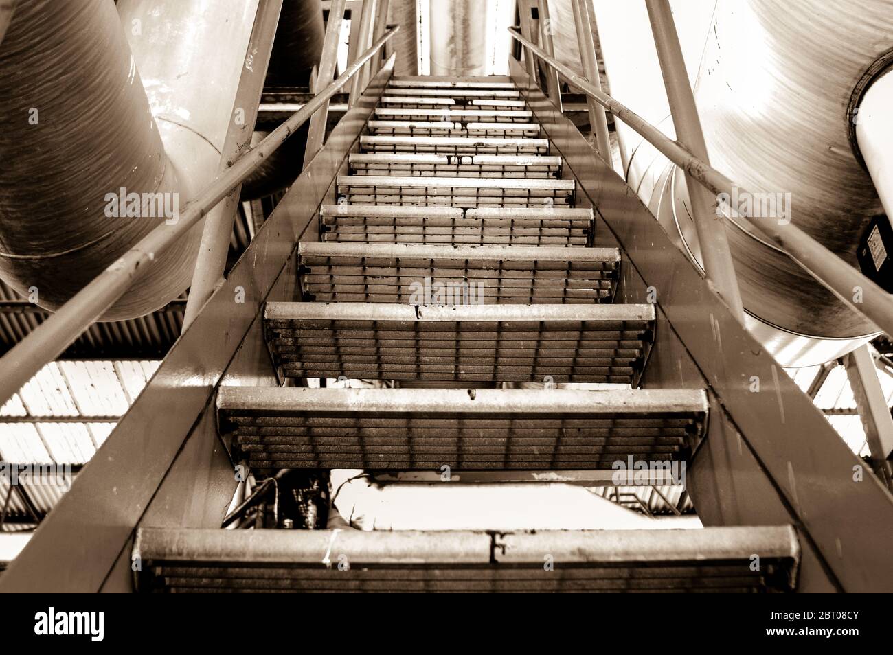 Industrial metal stairs. Metal stairs or steps or staircase. Industrial ...