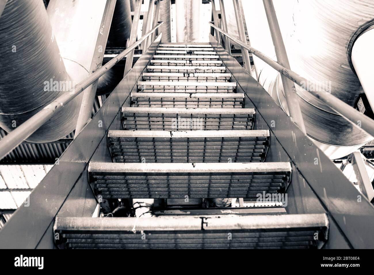 Industrial metal stairs. Metal stairs or steps or staircase. Industrial ...