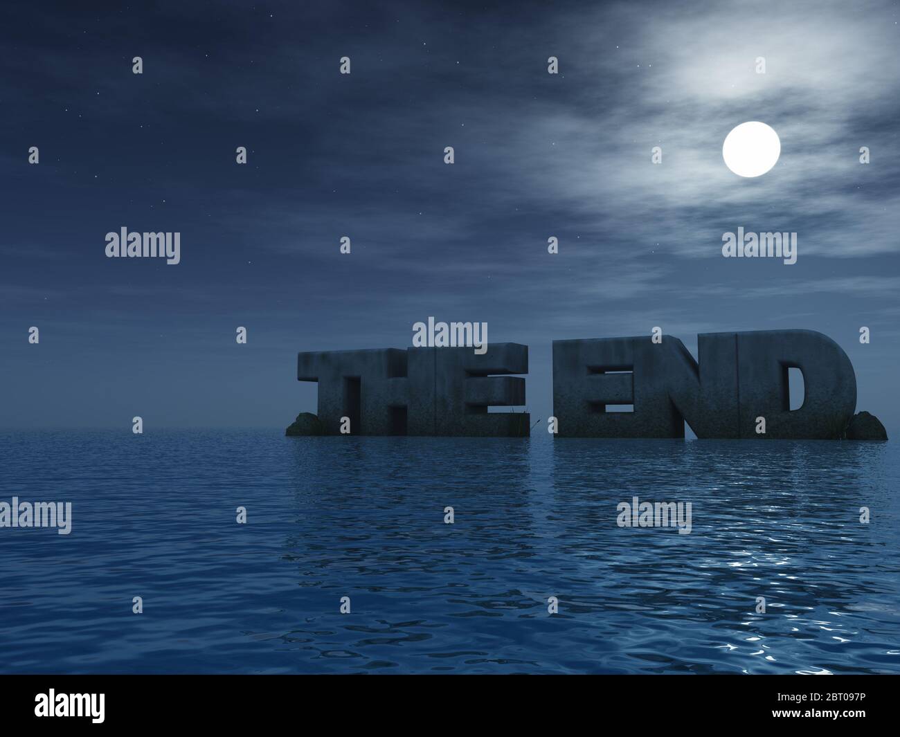 The End Rock at the ocean - 3d illustration Stock Photo - Alamy