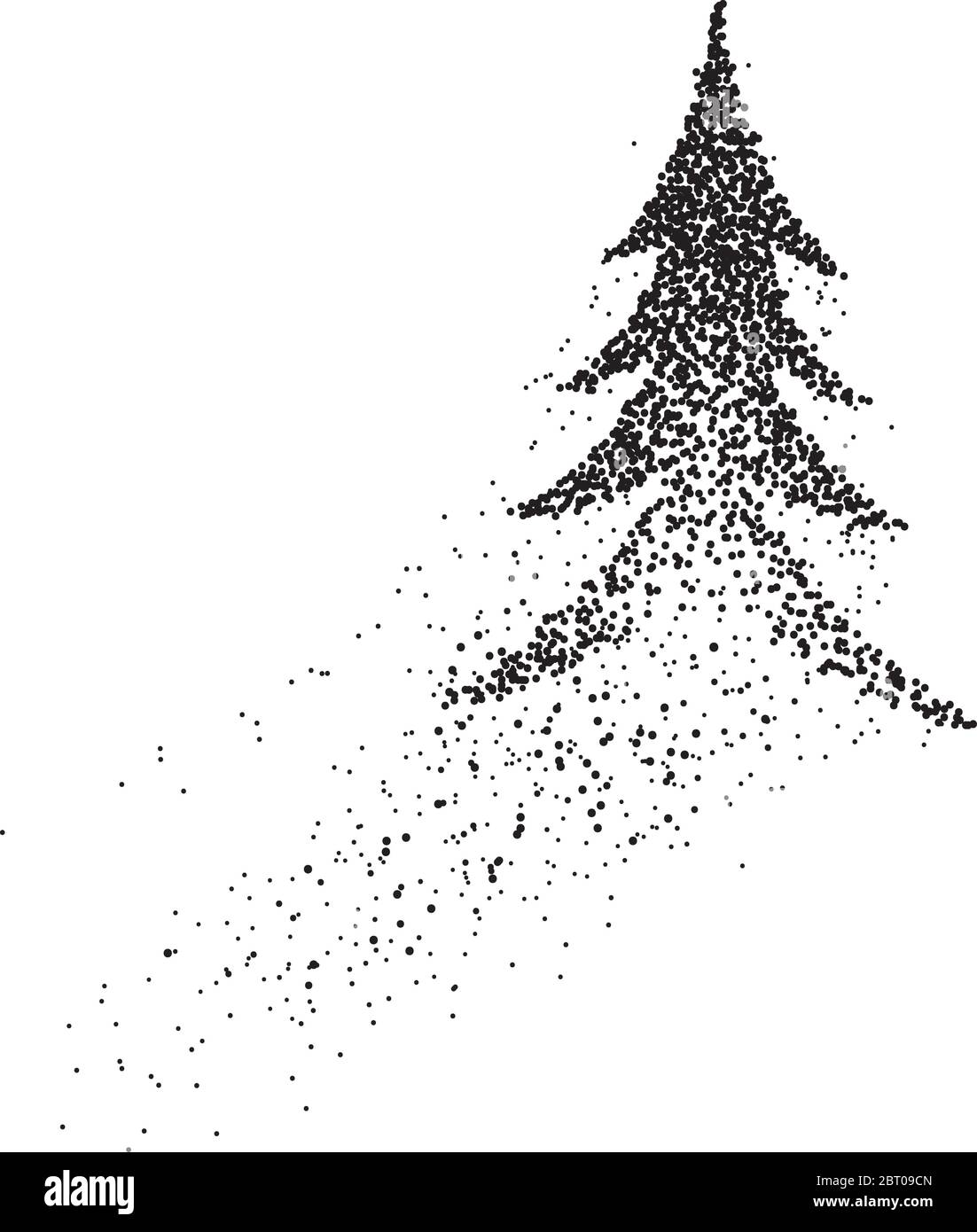 Christmas tree made with a plot of points that fly to draw the figure ...