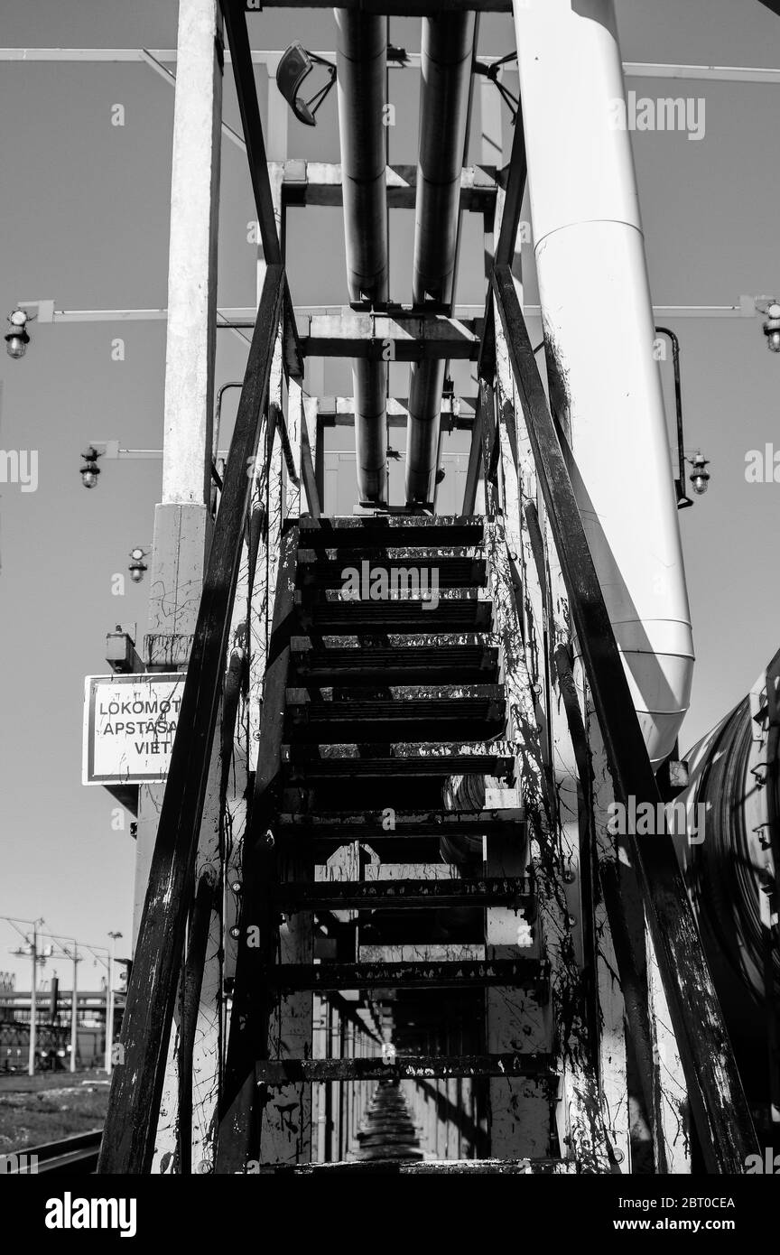 Industrial metal stairs. Metal stairs or steps or staircase. Industrial ...